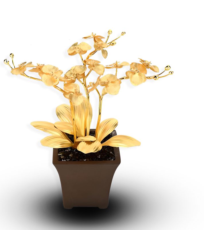 Cách trưng bày tượng hoa lan dát vàng 24K đón sung túc, giàu sang ...